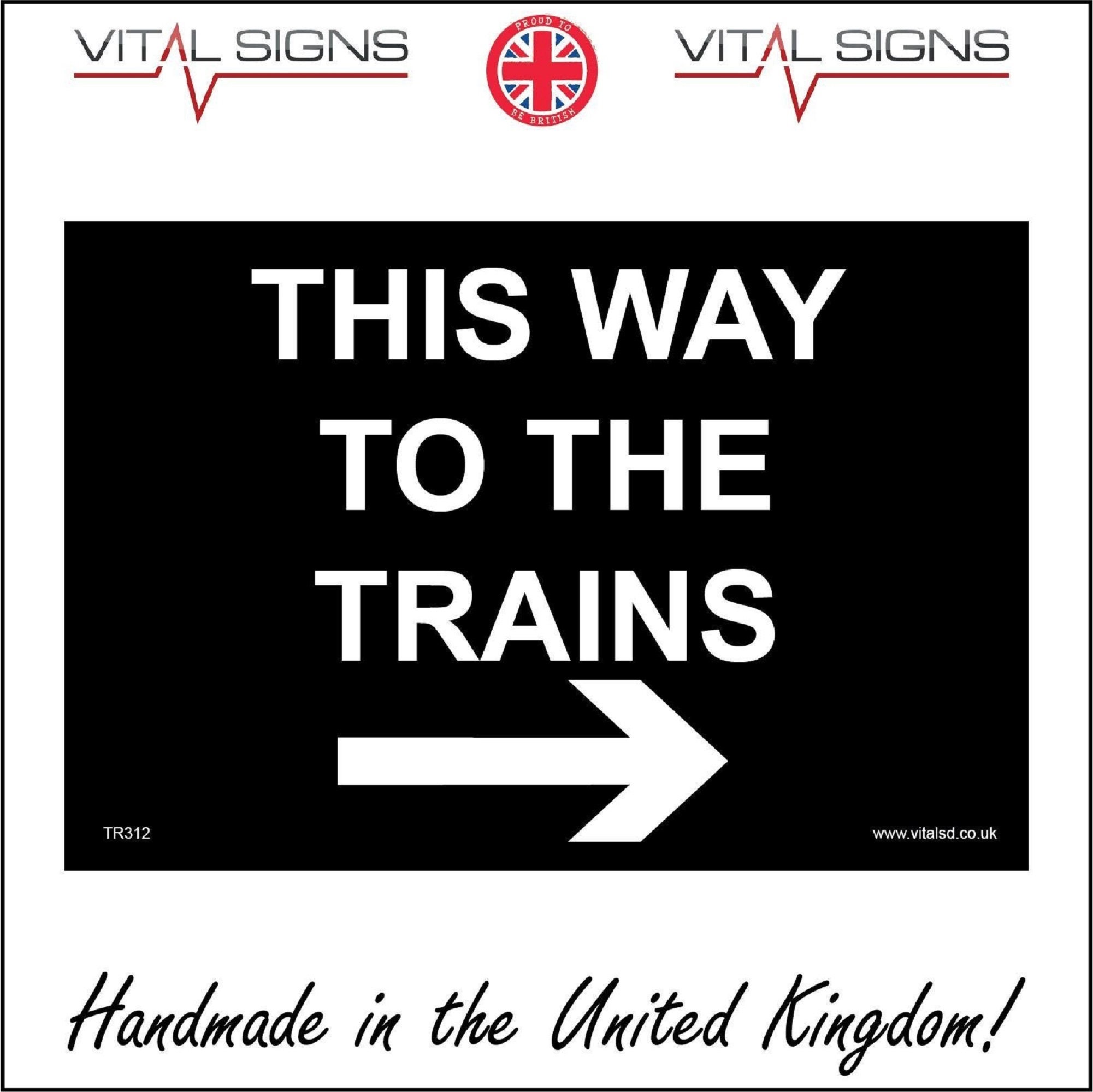 TR312-BL This Way to the Trains Right Arrow Sign - Etsy UK