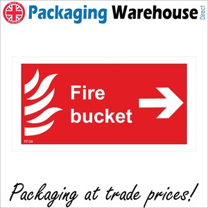 FI134 SL Fire Bucket Right Arrow Sign Emergency Container Sand ...