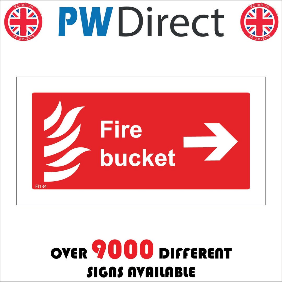 FI134 SL Fire Bucket Right Arrow Sign Emergency Container Sand ...