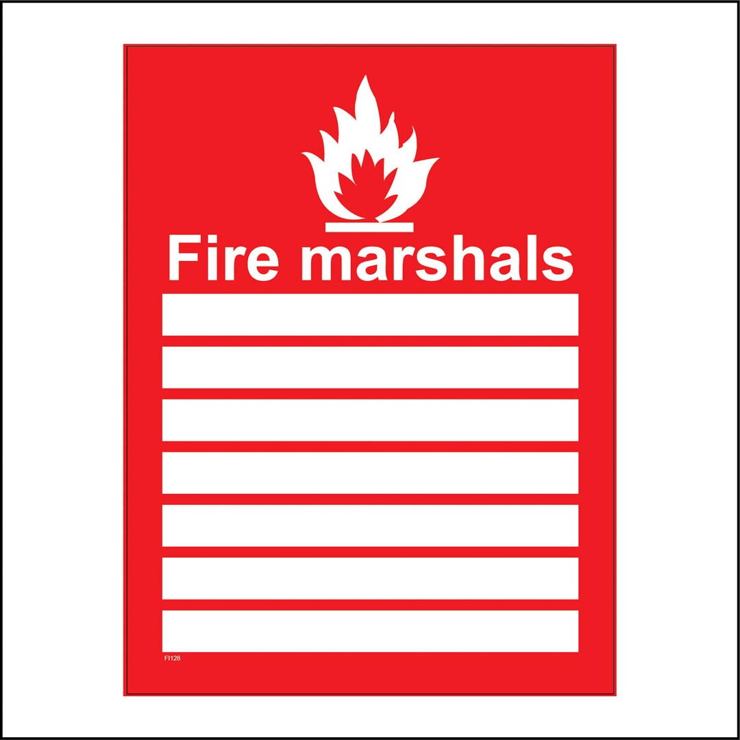 FI128 BP Fire Marshals Sign People Safety Emergency Wardens Control ...