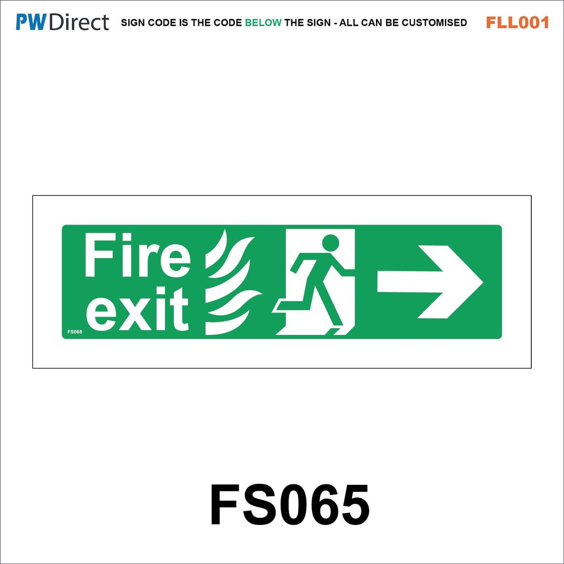 FLL001 Fire Exit Running Man Arrow Wheelchair Security Safety Warden ...