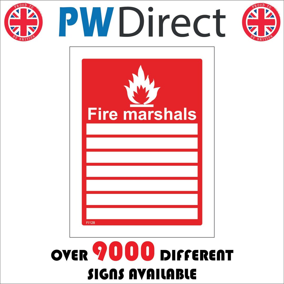 FI128 BP Fire Marshals Sign People Safety Emergency Wardens Control ...