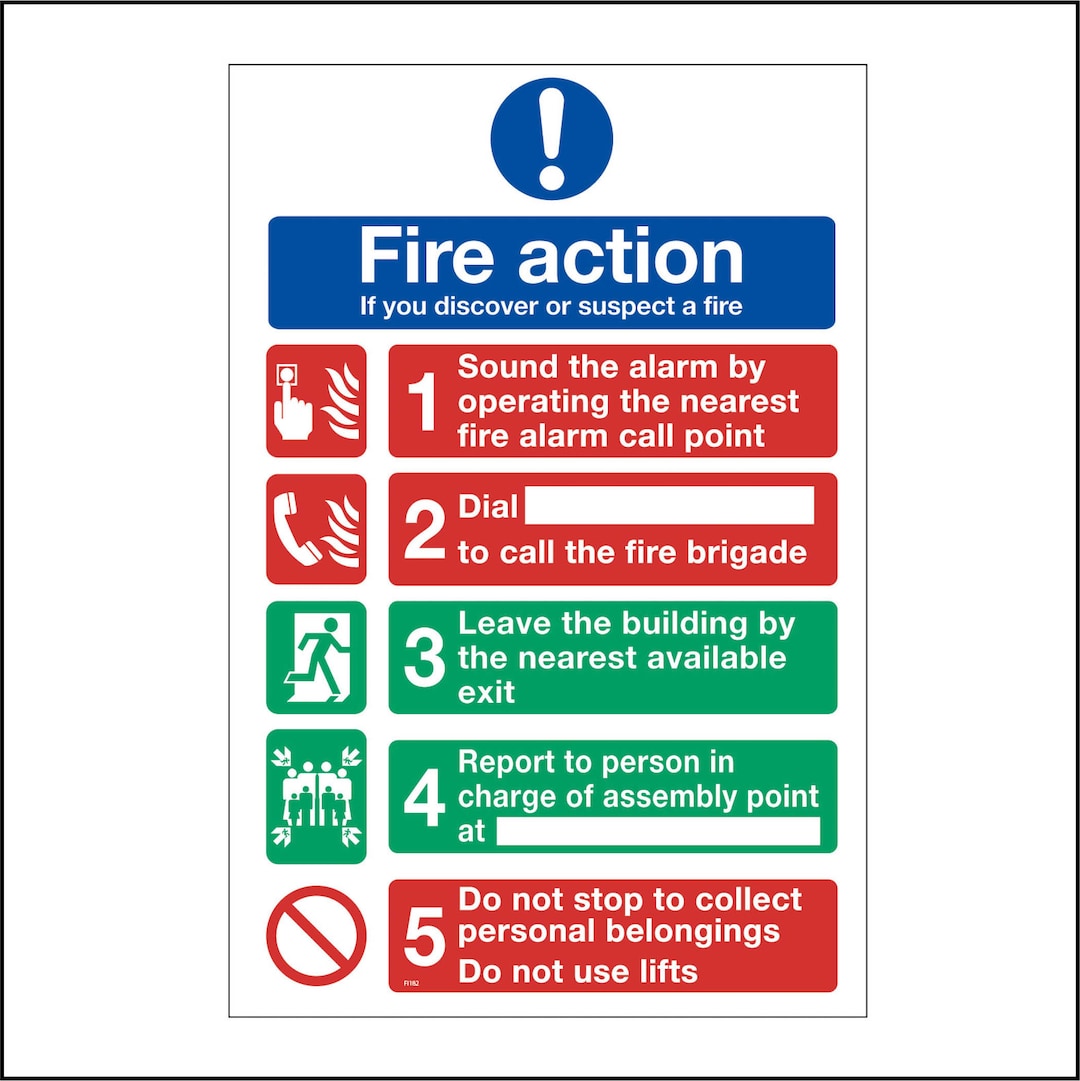 FI182 BP Fire Action If You Discover or Suspect A Fire Evacuation ...