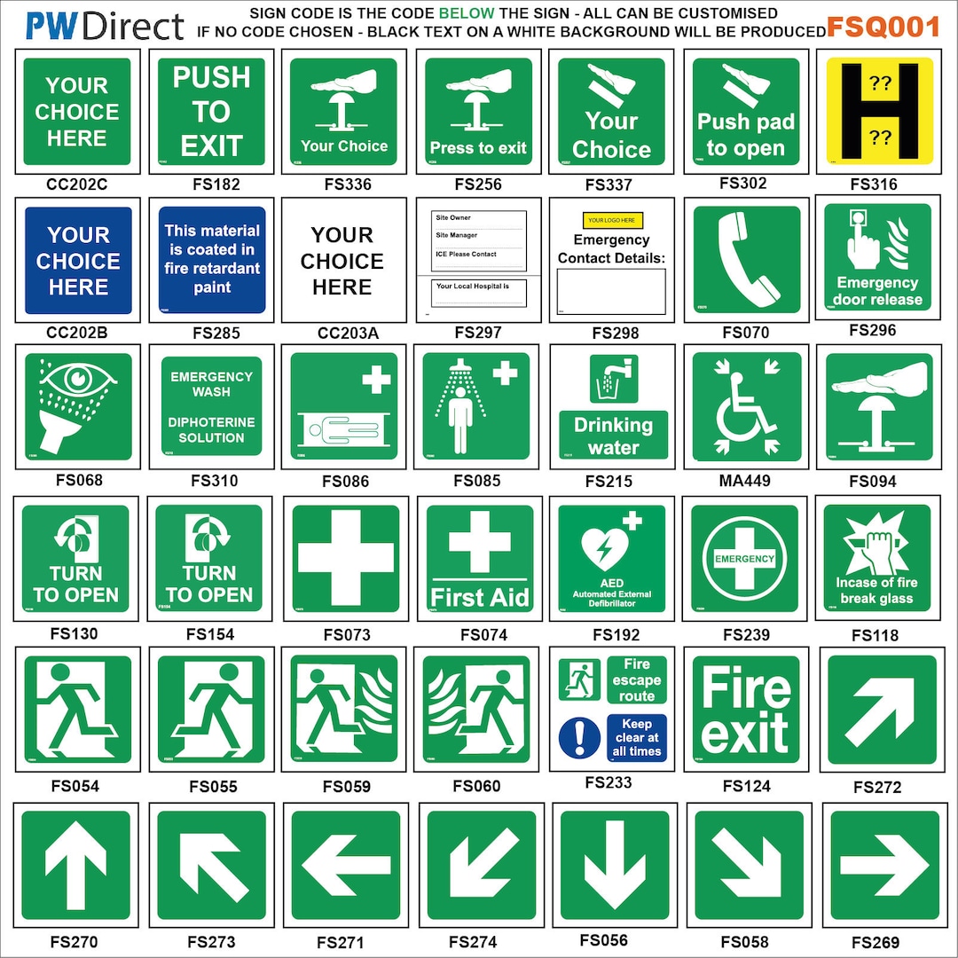 Fire Hydrant Signs Safety Custom Running Man Emergency Contact Exit ...