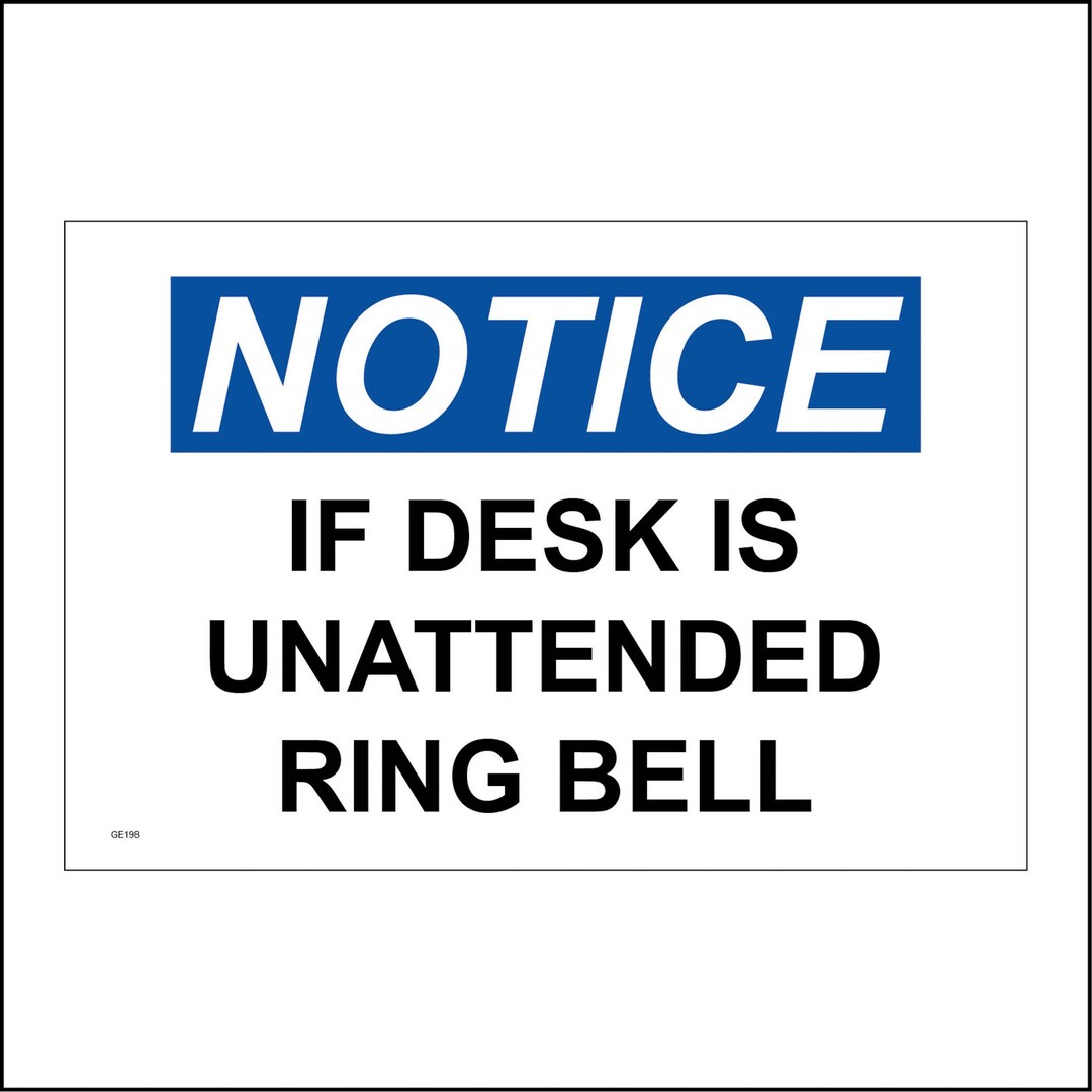 GE198-BL Notice If Desk is Unattended Ring Bell Sign Check - Etsy Australia