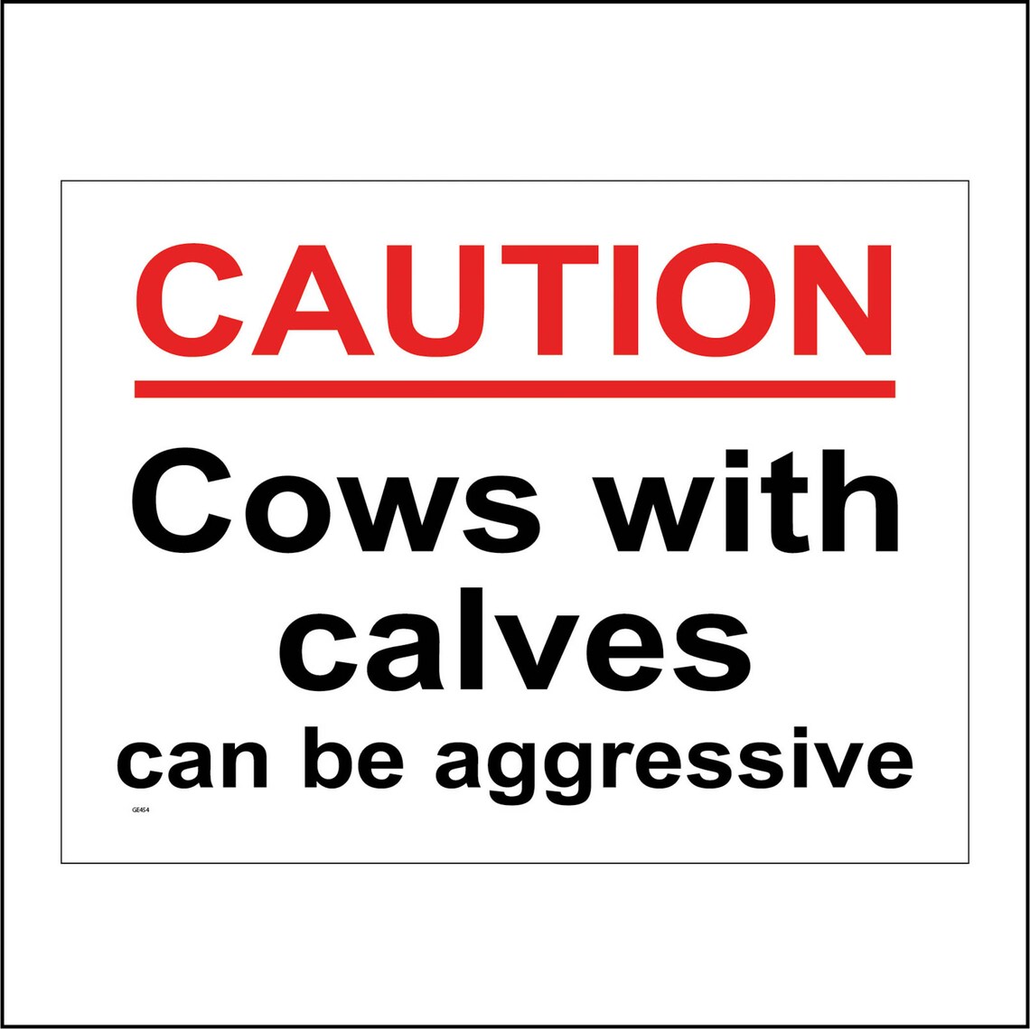 GE454-BL Caution Cows With Calves Can Be Aggressive Sign - Etsy UK