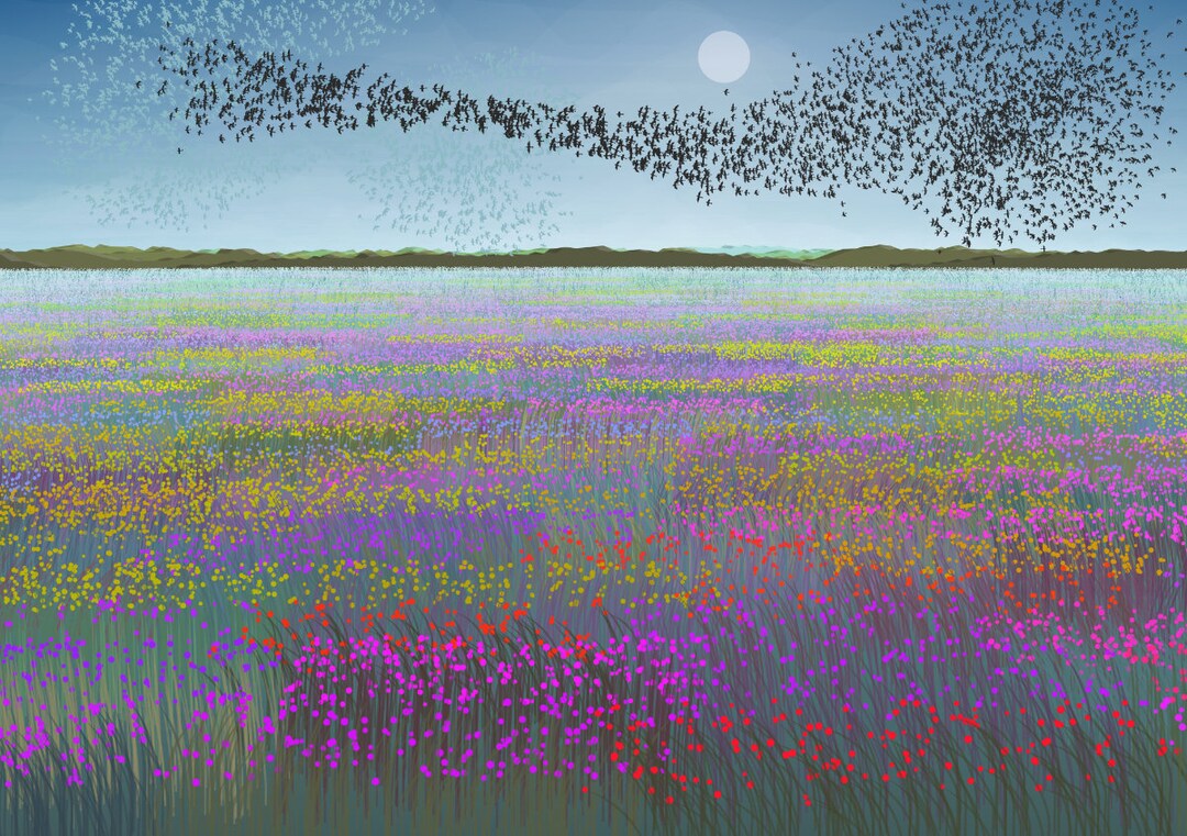 Wild Flower Murmuration (544) - Art Print - Etsy