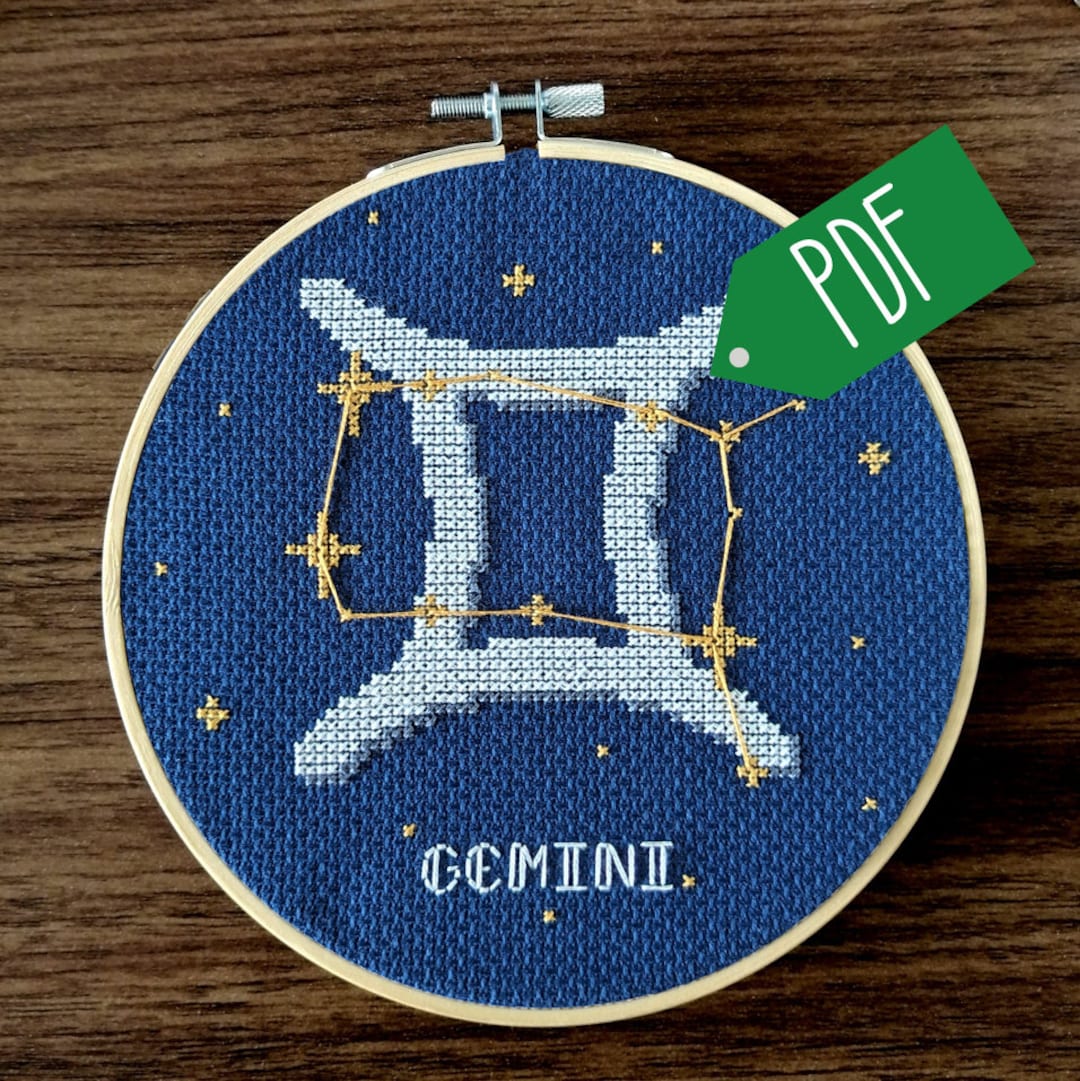 Gemini Star Sign Cross Stitch Pattern PDF Download // Print at Home - Etsy