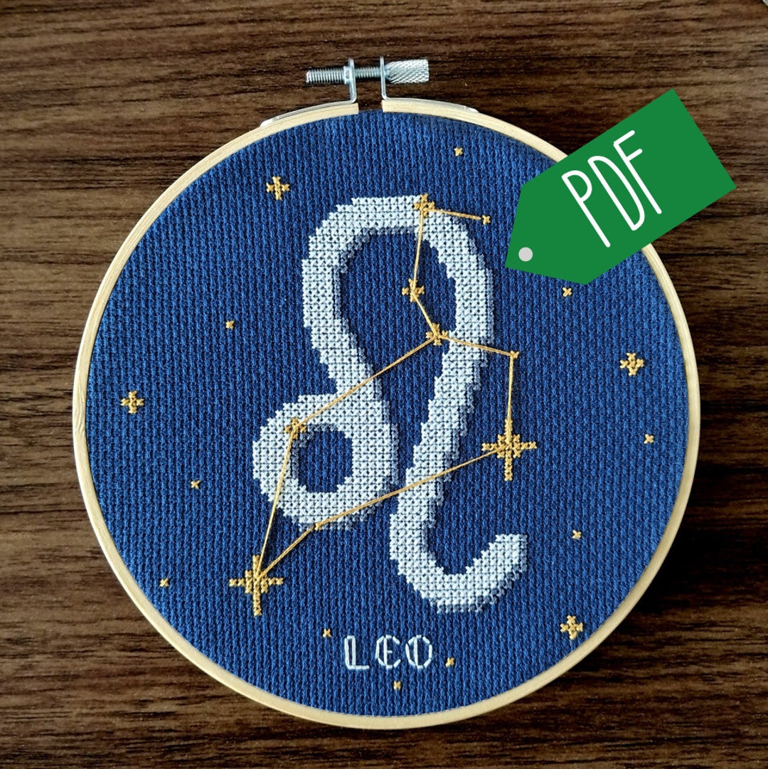 Leo Star Sign Cross Stitch Pattern PDF Download // Print at Home - Etsy