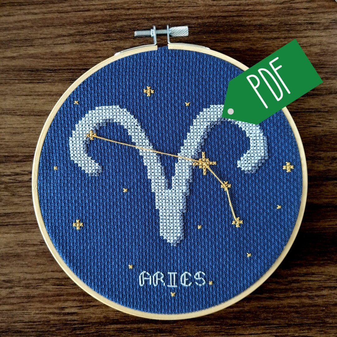 Aries Star Sign Cross Stitch Pattern PDF Download // Print at Home - Etsy