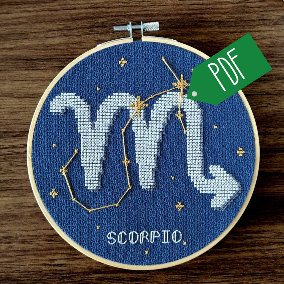 Scorpio Star Sign Cross Stitch Pattern PDF Download // Print at Home - Etsy