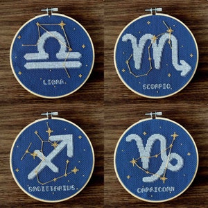 Star Sign Cross Stitch Kit // Constellation Cross Stitch Kit // All ...
