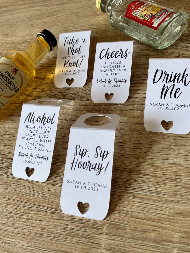 Personalised Alcohol Tags Wedding Favour Gift Tag to Fit - Etsy UK