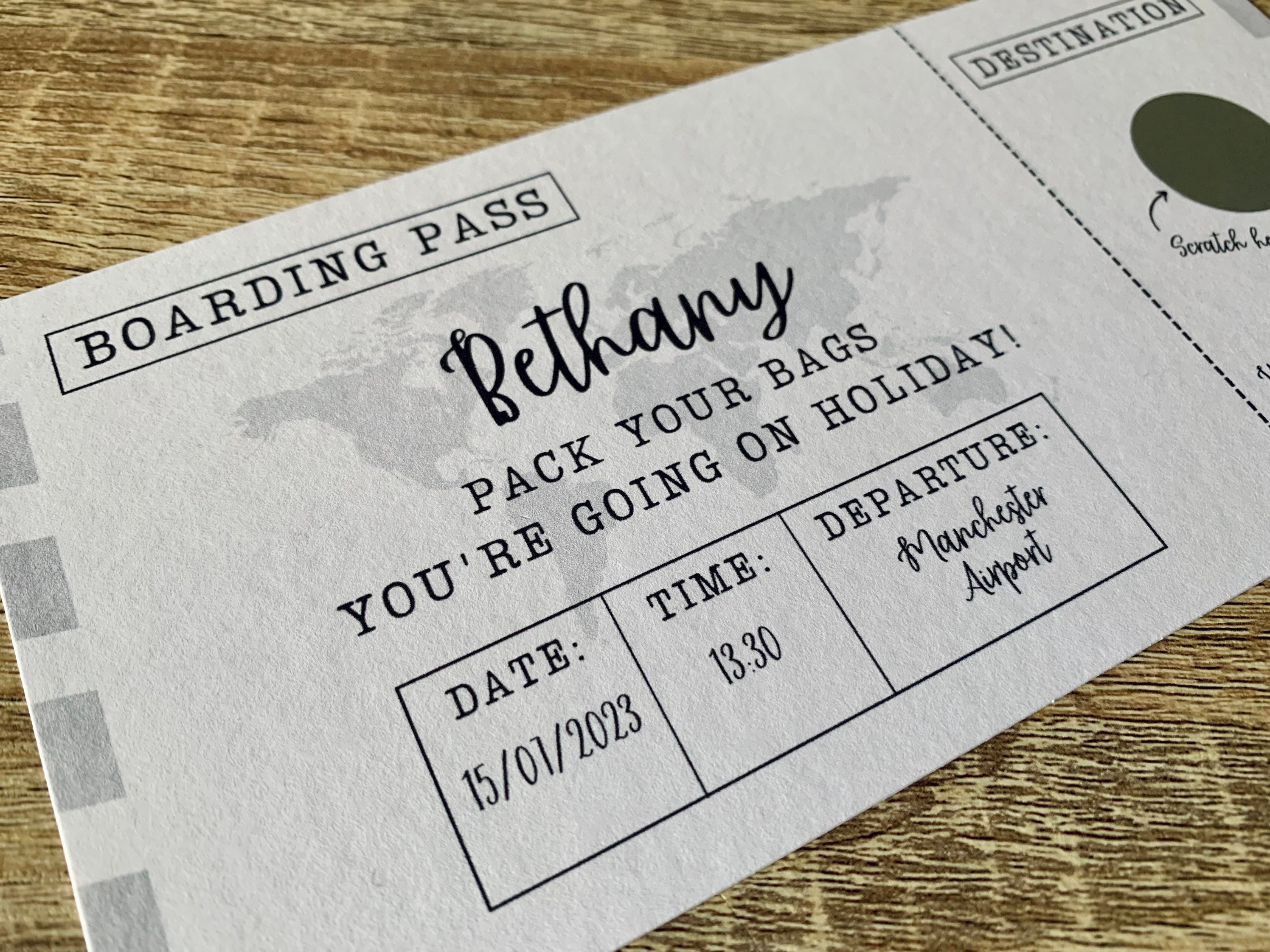 Personalised Boarding Pass Scratch Card Holiday Surprise - Etsy UK