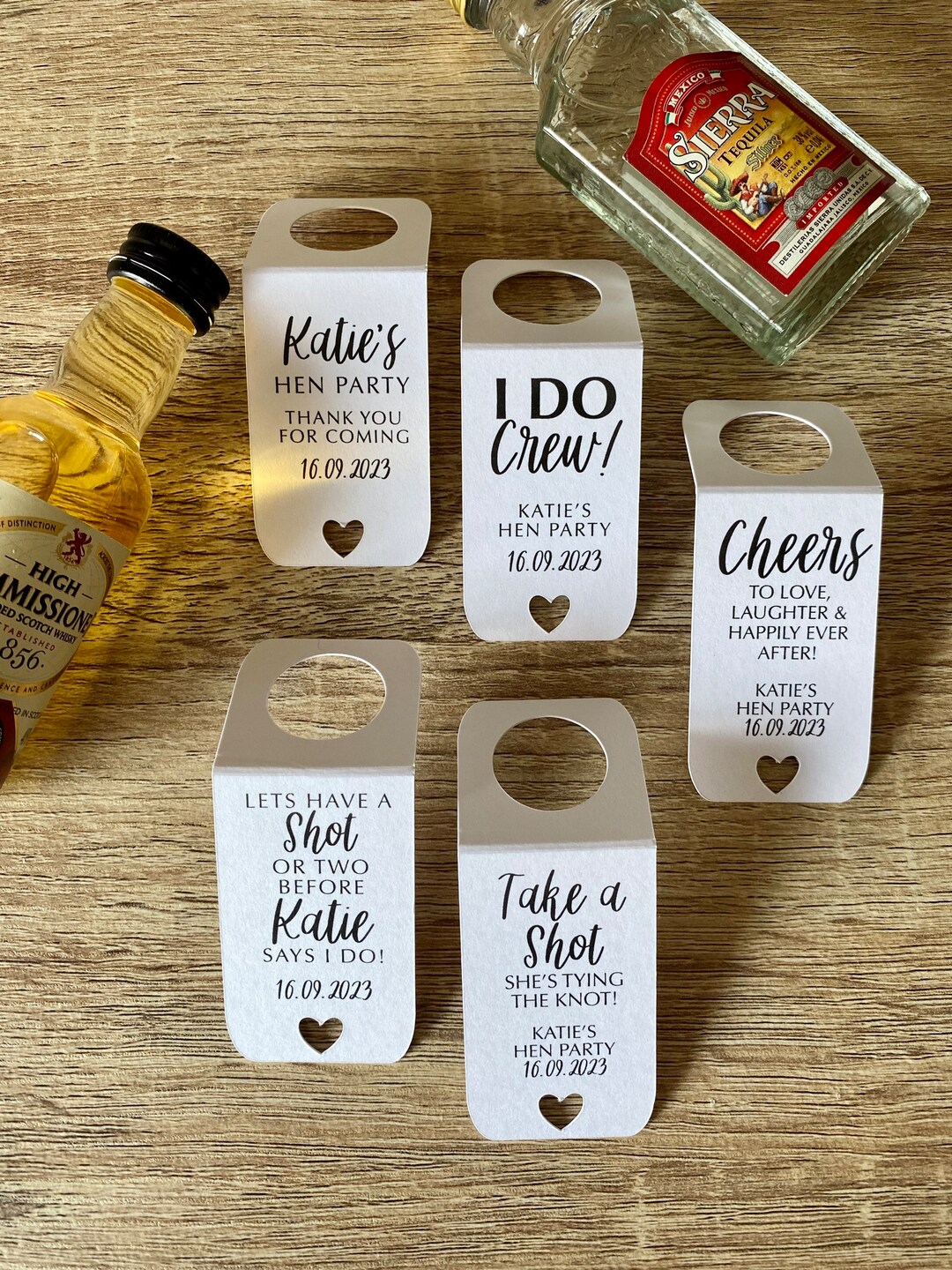 Personalised Alcohol Tags Hen Party Bag Fillers Gift Tag for Miniature ...