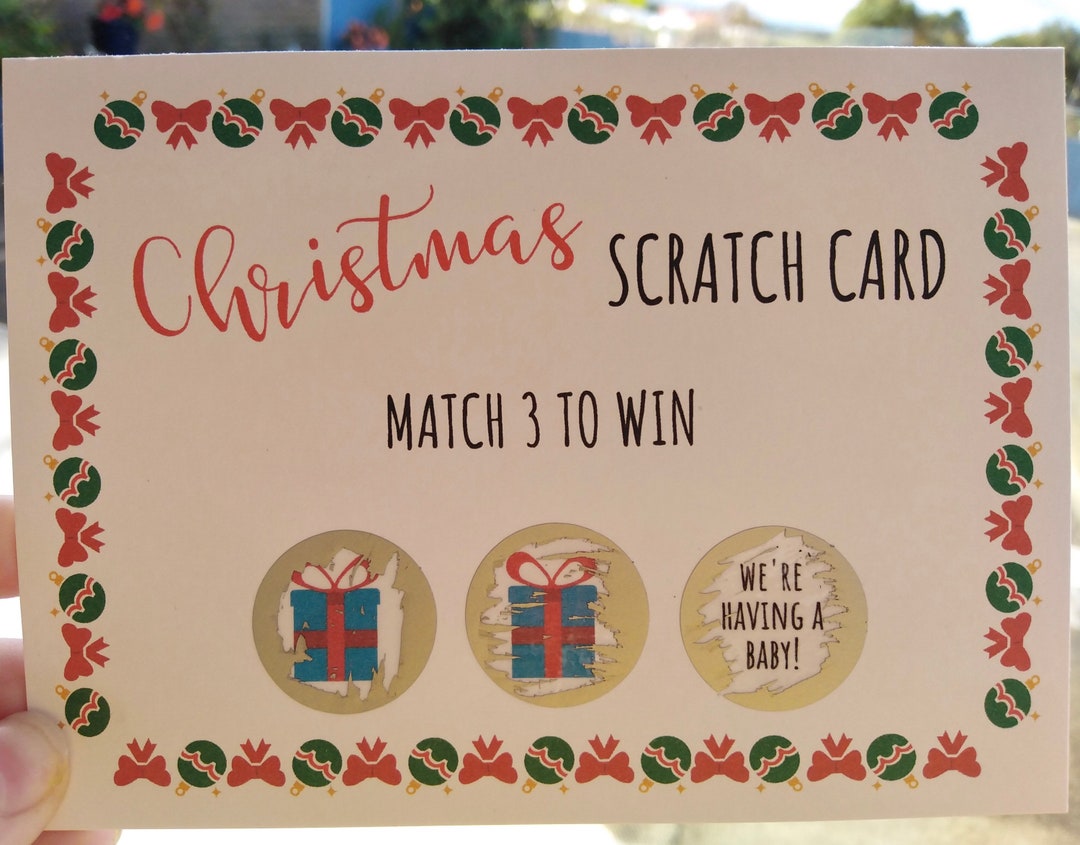 Christmas Pregnancy Announcement Scratch Card, Baby Reveal Scratch Card ...