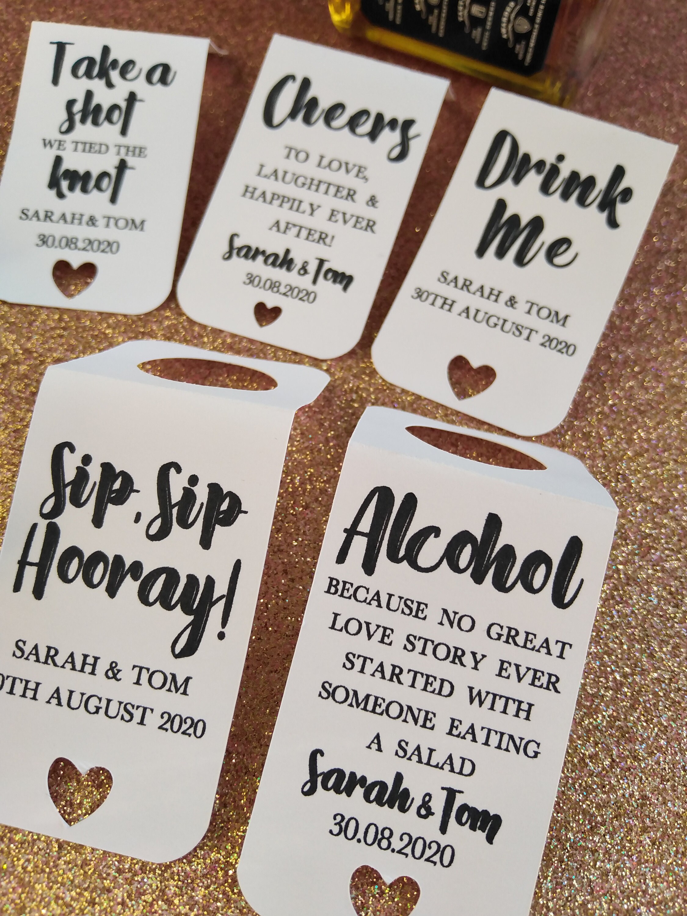Personalised Alcohol Tags Wedding Favour Gift Tag to Fit - Etsy UK