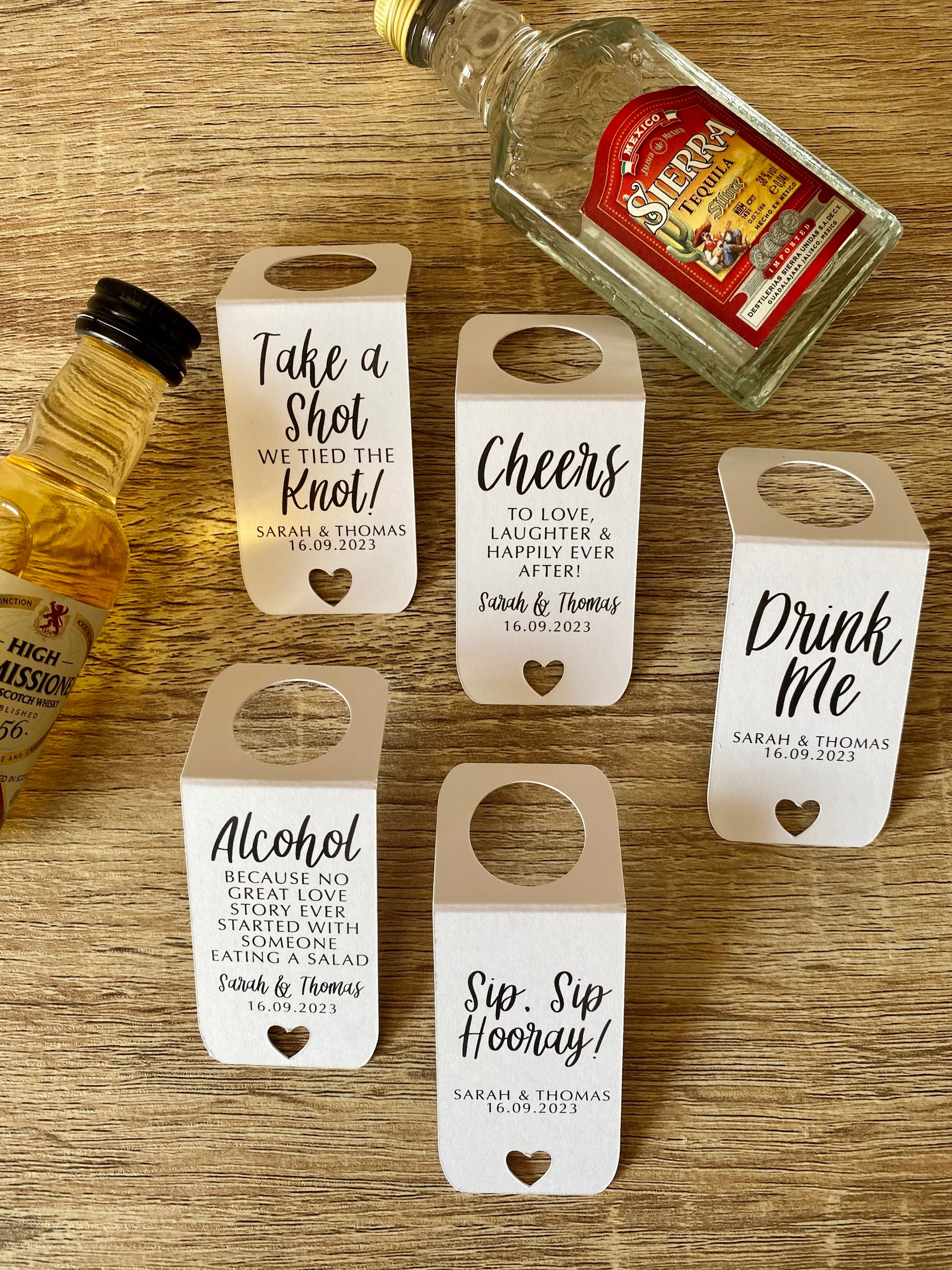 Personalised Alcohol Tags Wedding Favour Gift Tag to Fit - Etsy UK