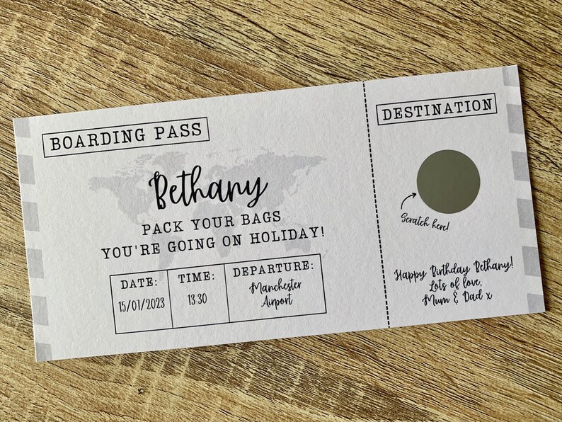 Personalised Boarding Pass Scratch Card Holiday Surprise - Etsy UK