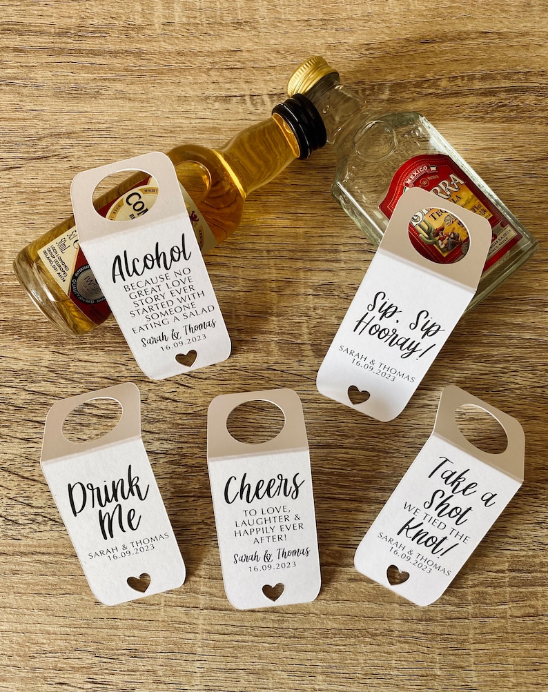 Personalised Alcohol Tags Wedding Favour Gift Tag to Fit - Etsy UK