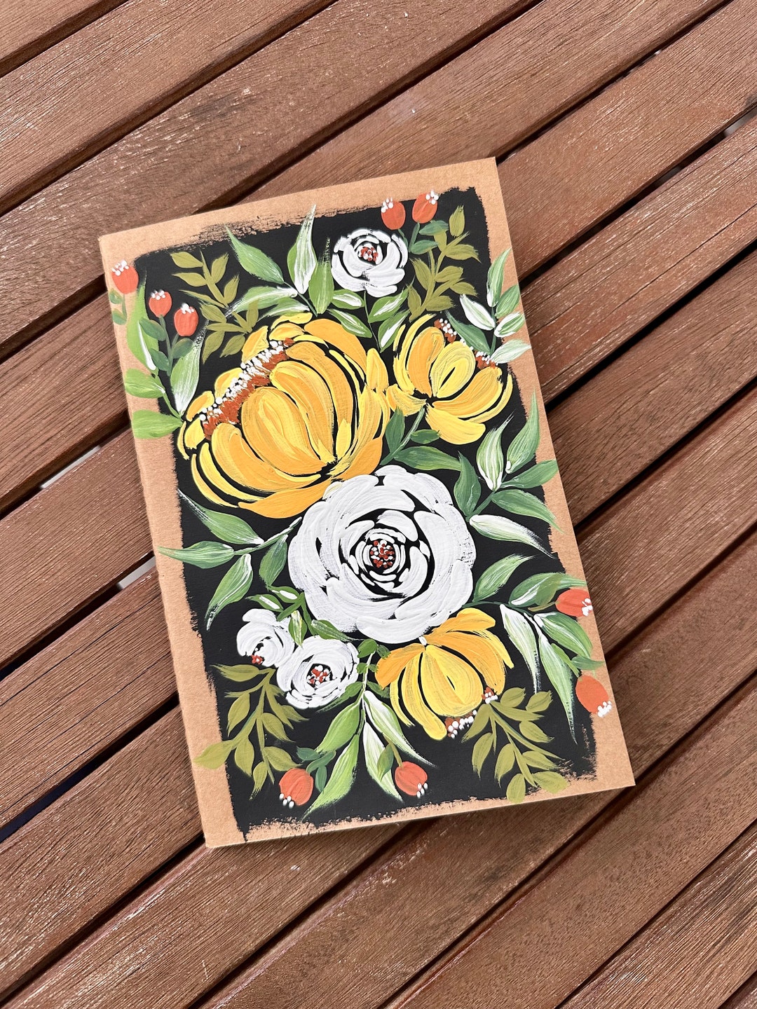 Hand Painted Floral Journal |peony & Rose Painted Journals | Flower Journal | Bullet Journal - Etsy