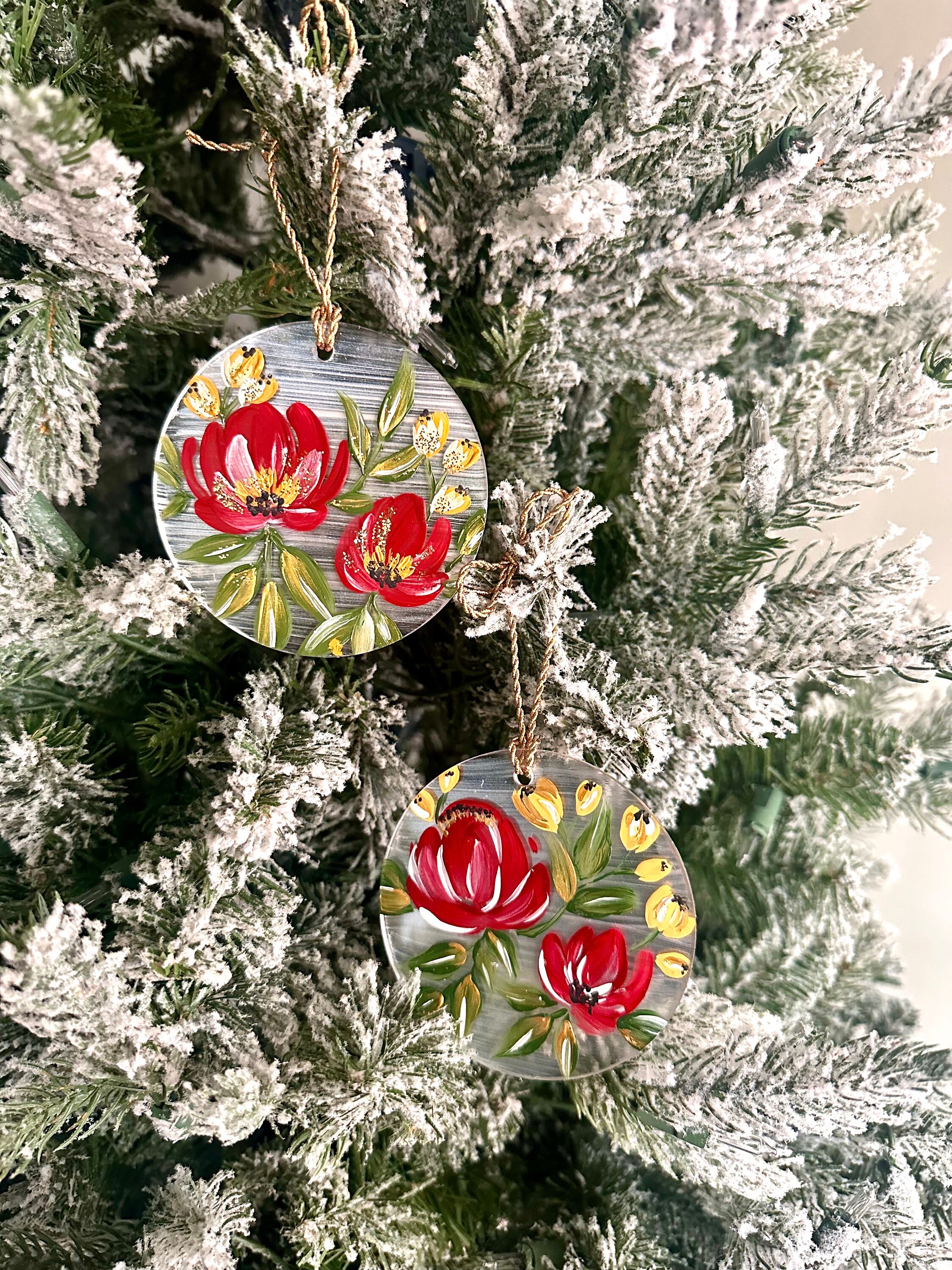 Hand Painted Floral Poppy Christmas Ornament Custom Painted - Etsy