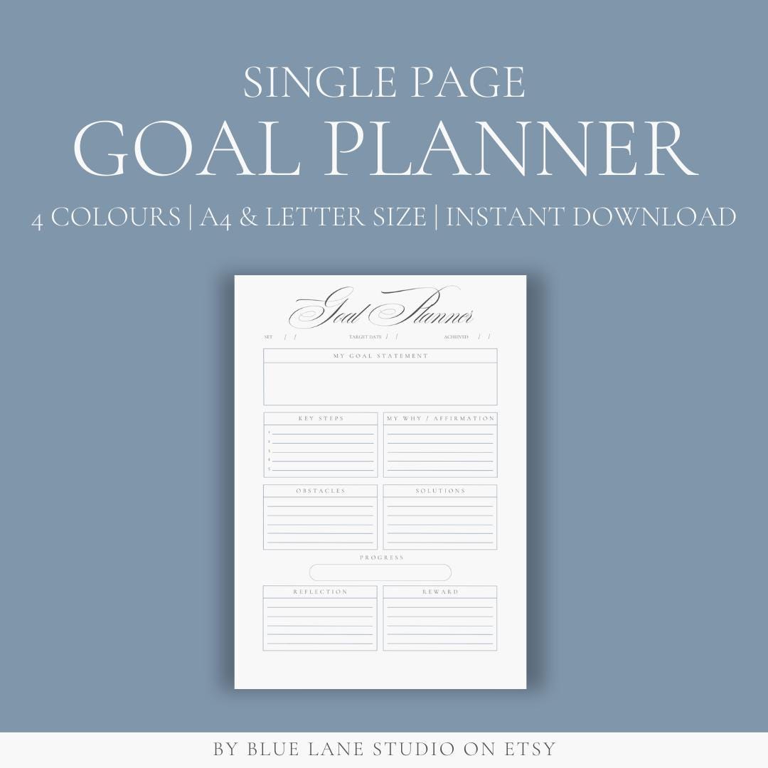 Elegant Goal Planner | Aesthetic | Instant Download PDF | A4 and Letter Sizes | Undated - Etsy