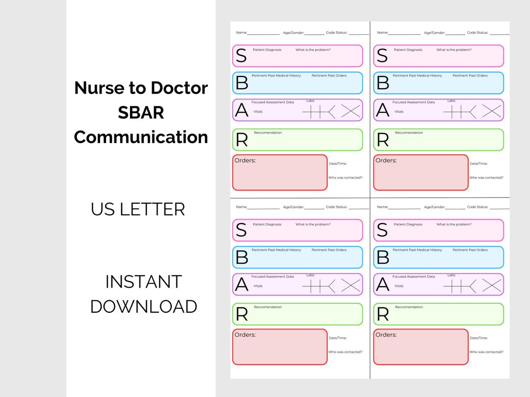 ICU SBAR Nurse to Doctor Report Sheet, SBAR Report Sheet, Nursing Brain ...
