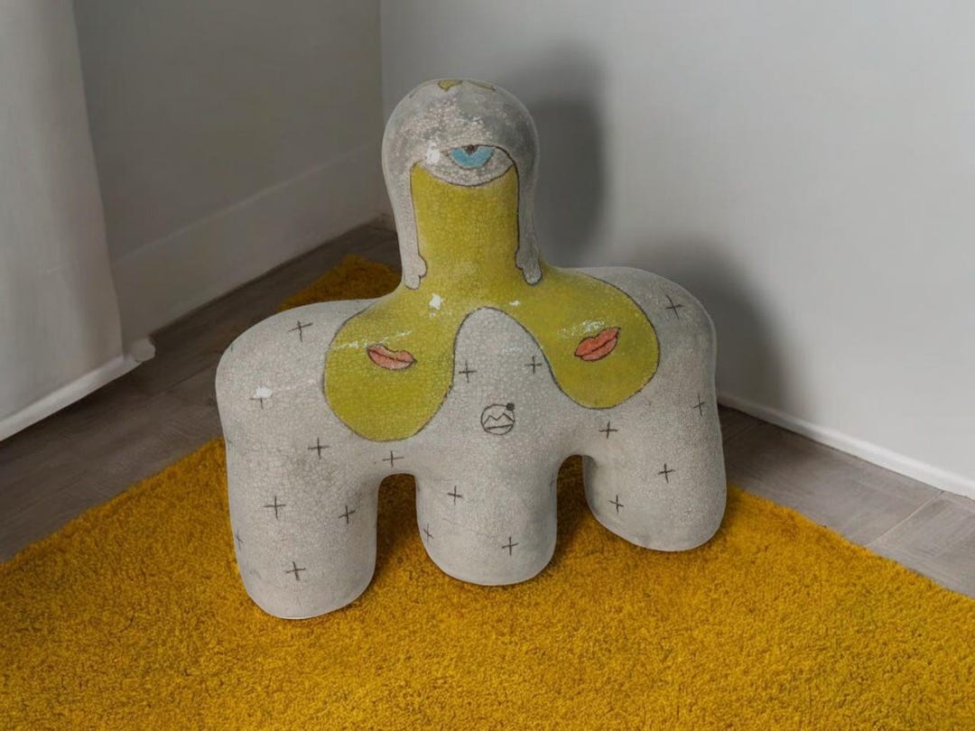 Hand Painted Sculpture Art. Golem. Art Bust Statue. Handmade Ceramic ...