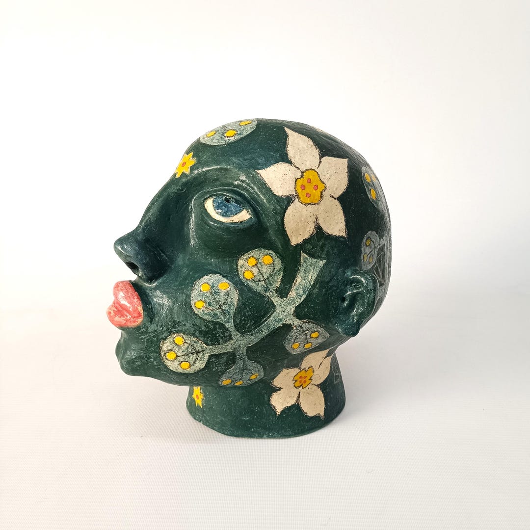Creative Sculpture Face and Head. Salon Decor. Chamotte Clay. Clay Face ...