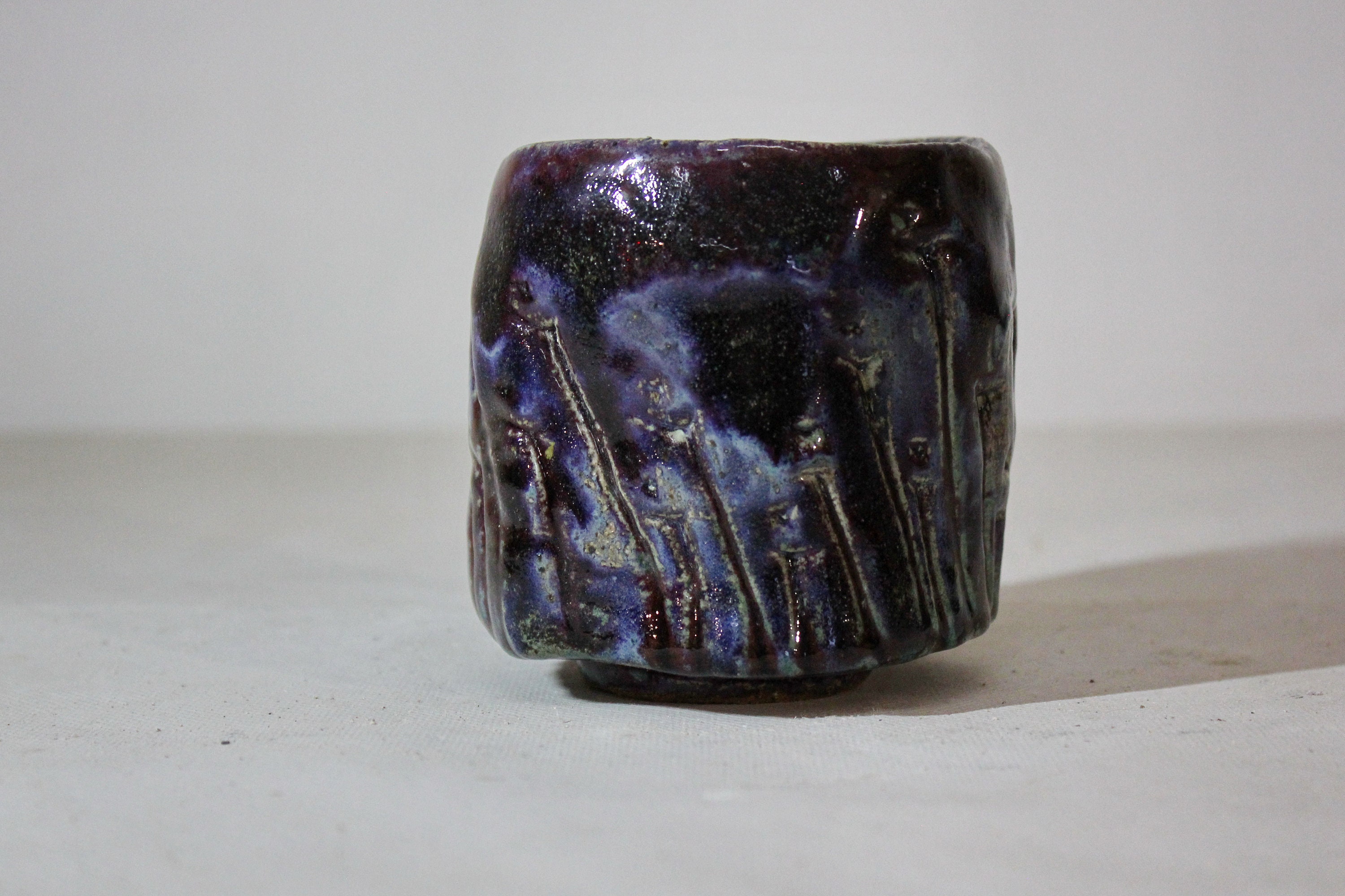 Purple Pottery Yunomi Coffee Cup. Pottery Dinnerware. Cuneiform ...