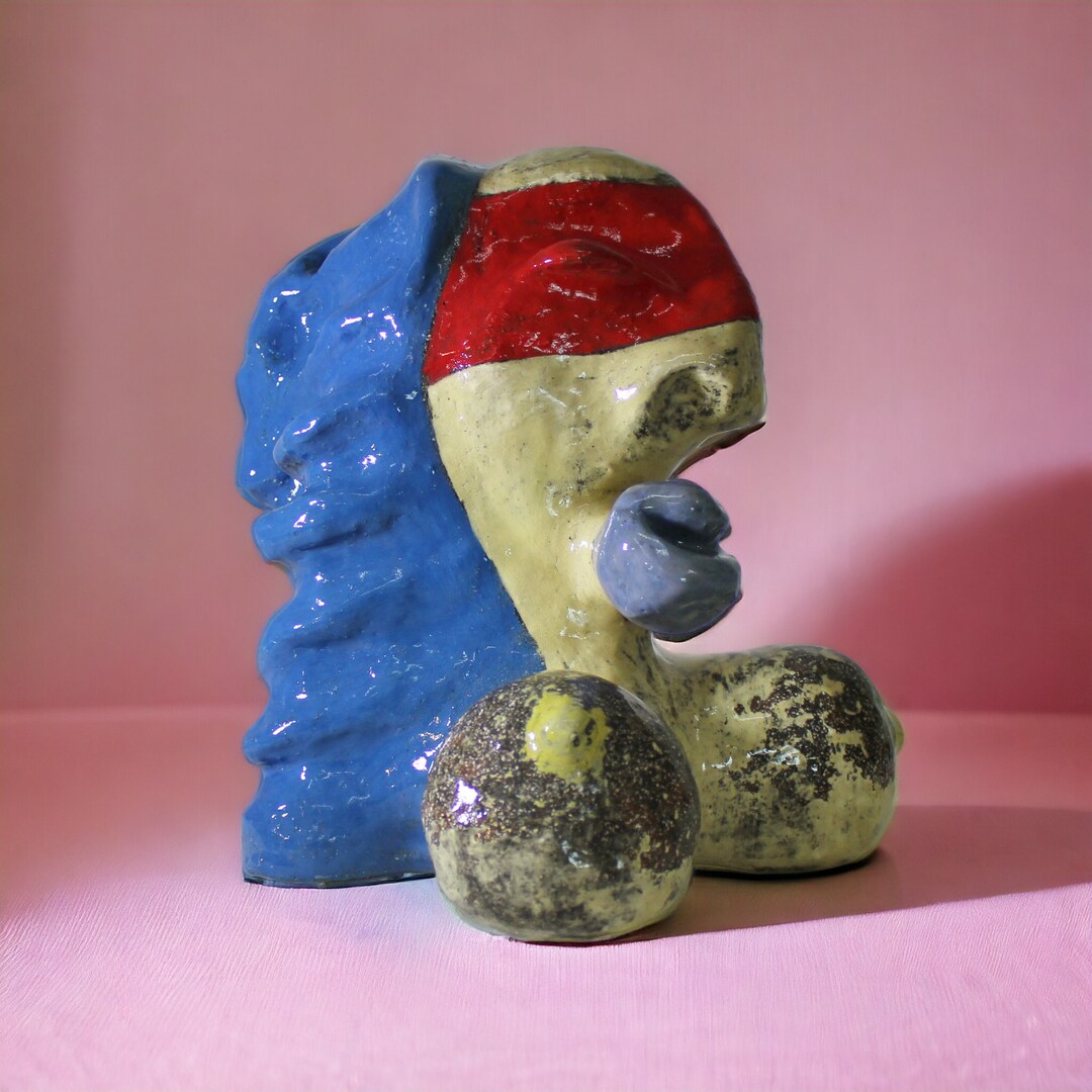Ceramic Lady Head Figurine. Art Studio Pottery. Hand Statues and ...