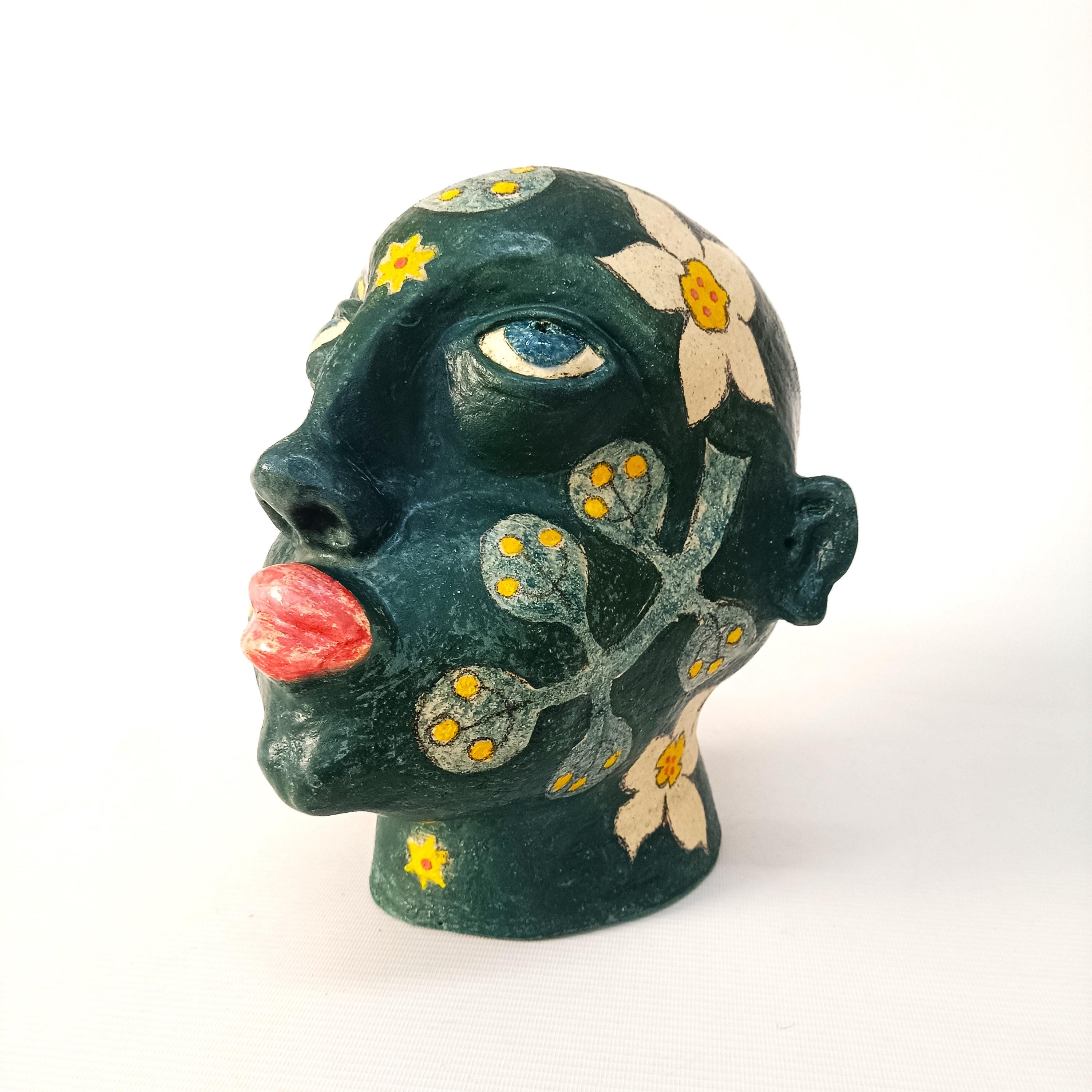 Creative Sculpture Face and Head. Salon Decor. Chamotte Clay. Clay Face ...