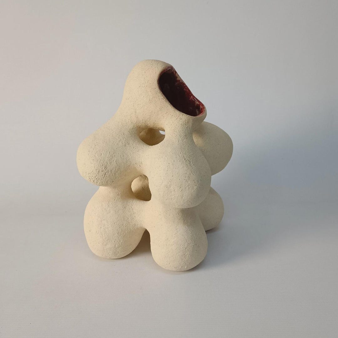 Biomorphic Sculpture Vase: Modern Minimalist Fireclay. Ikebana Vase ...