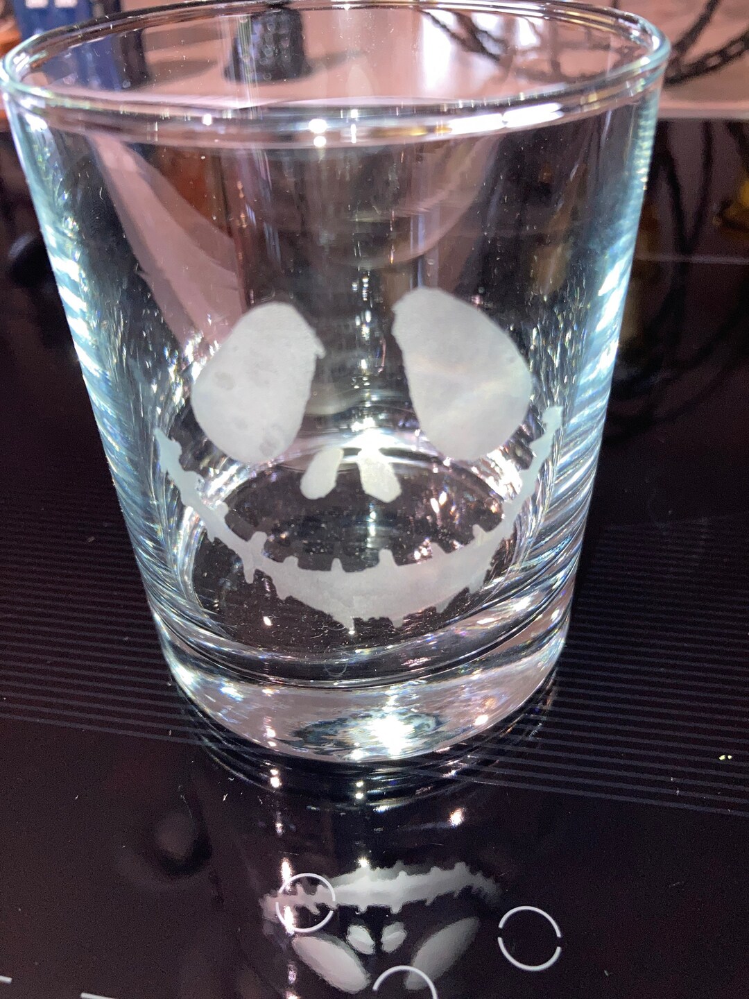 Smiling Skeleton Face Etched Glass Tumbler - Etsy