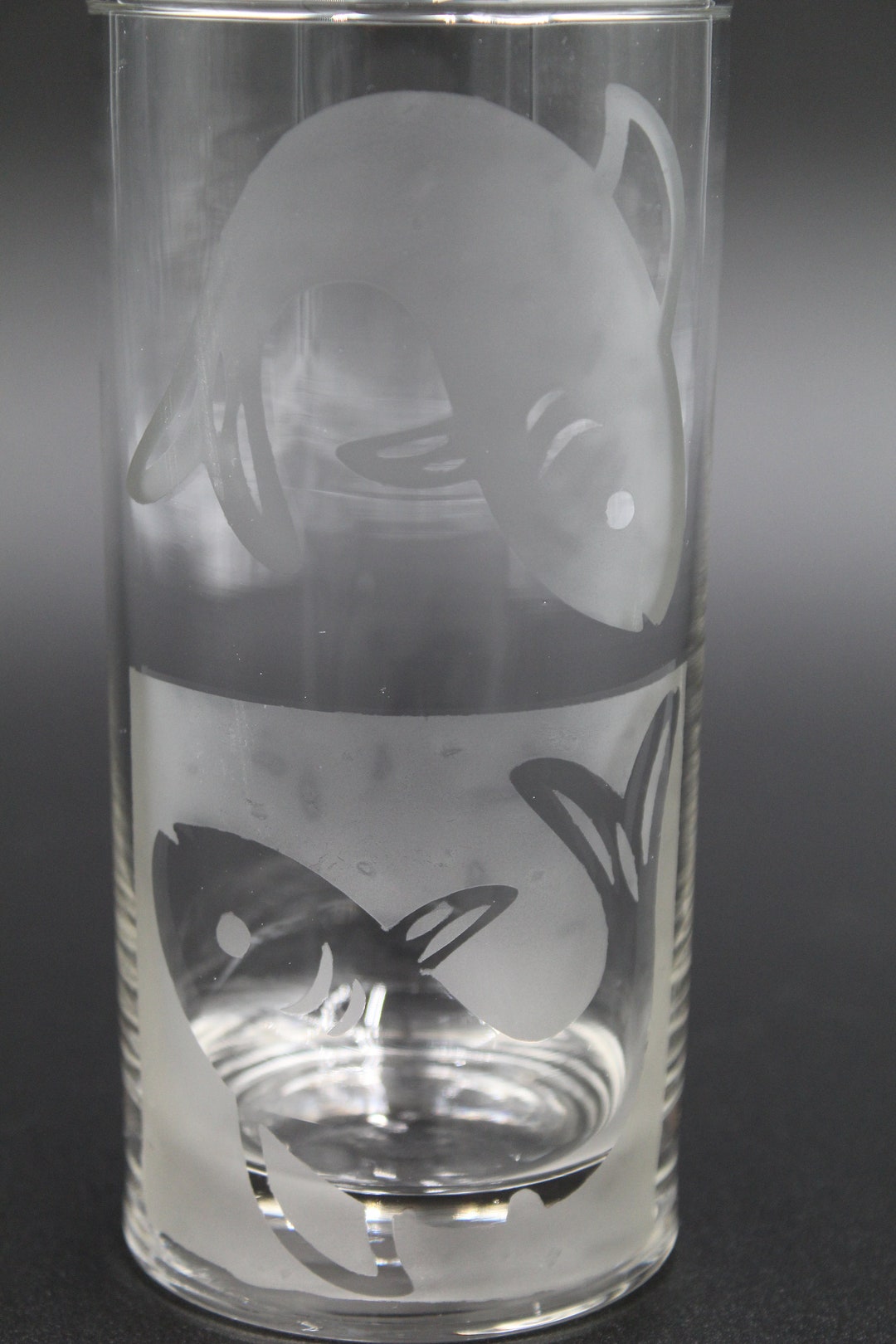 Yin Yang Fish Etched Drinking Glass - Etsy