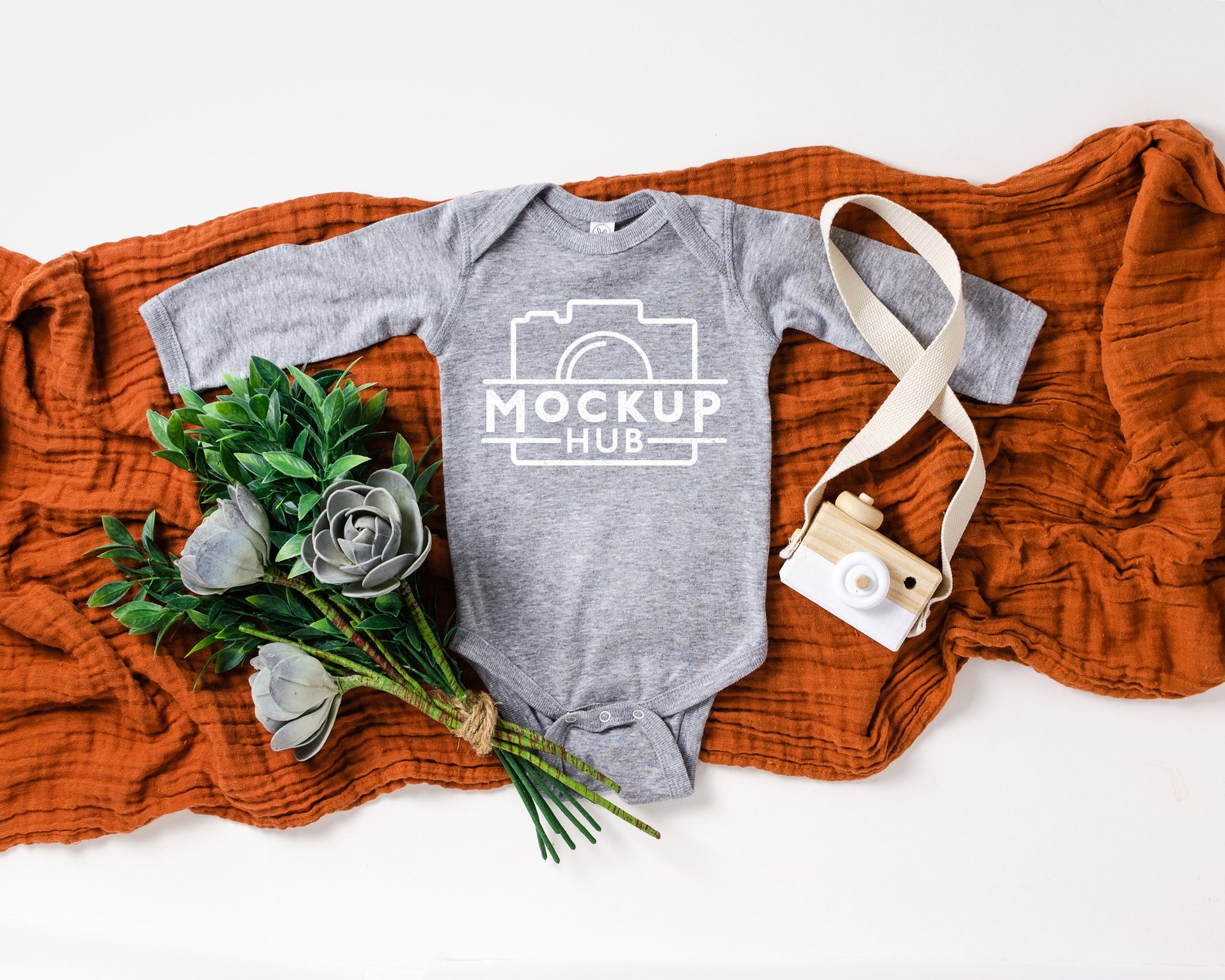 Rabbit Skins 4411 Heather Long Sleeve Bodysuit | Flat Lay One Piece ...