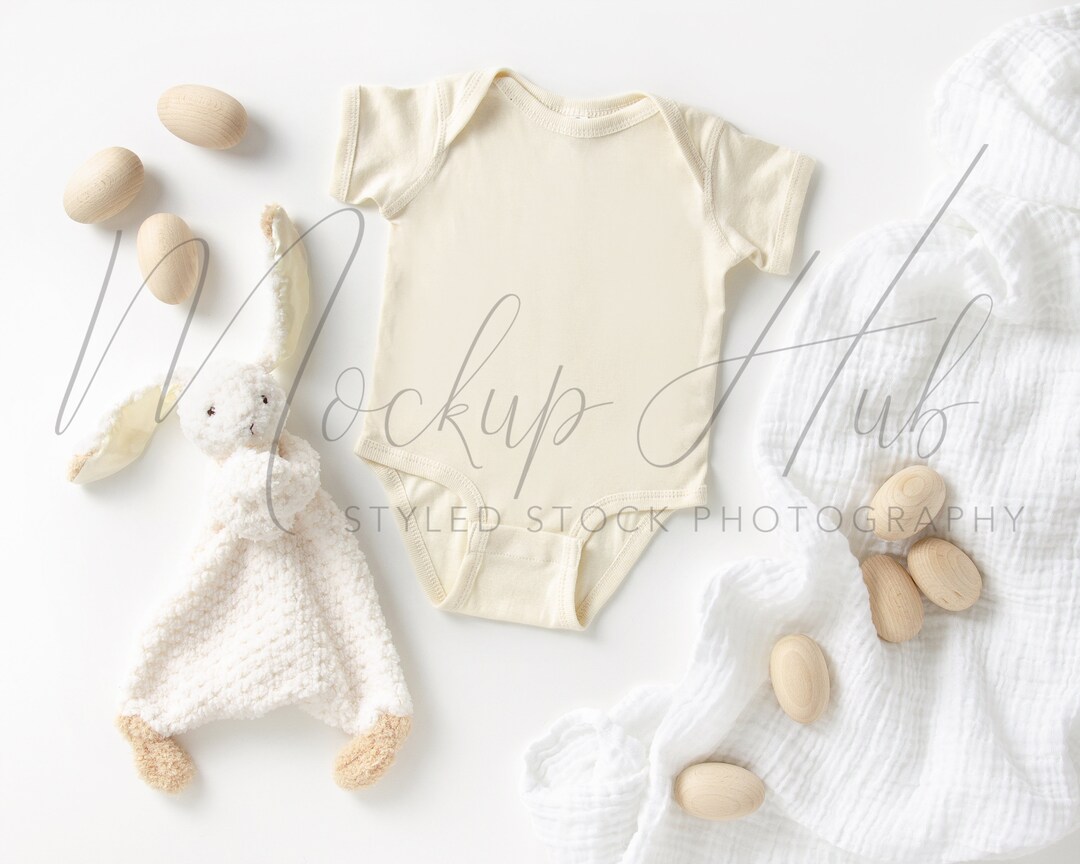 Rabbit Skins Easter Mockup | Natural Baby Bodysuit | 4400 Natural ...