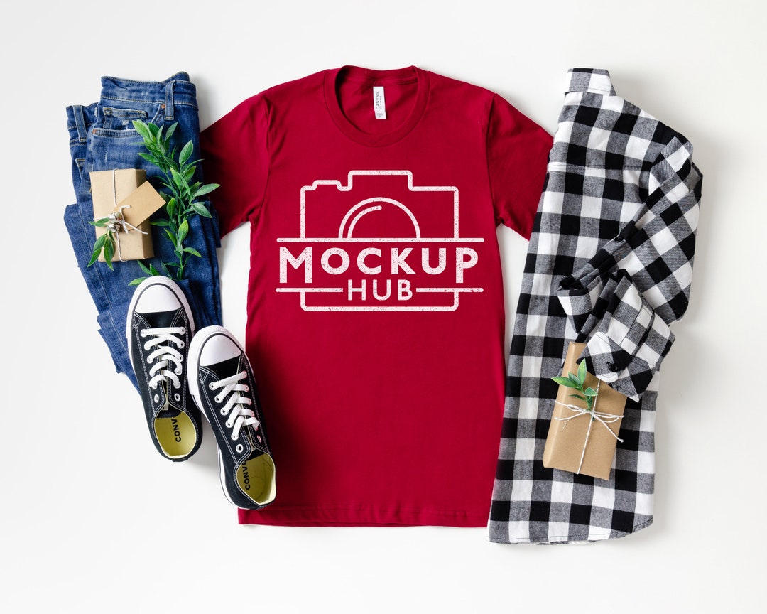 Bella Canvas 3001 Cardinal Red | Christmas Mockup | Shirt Mockup ...