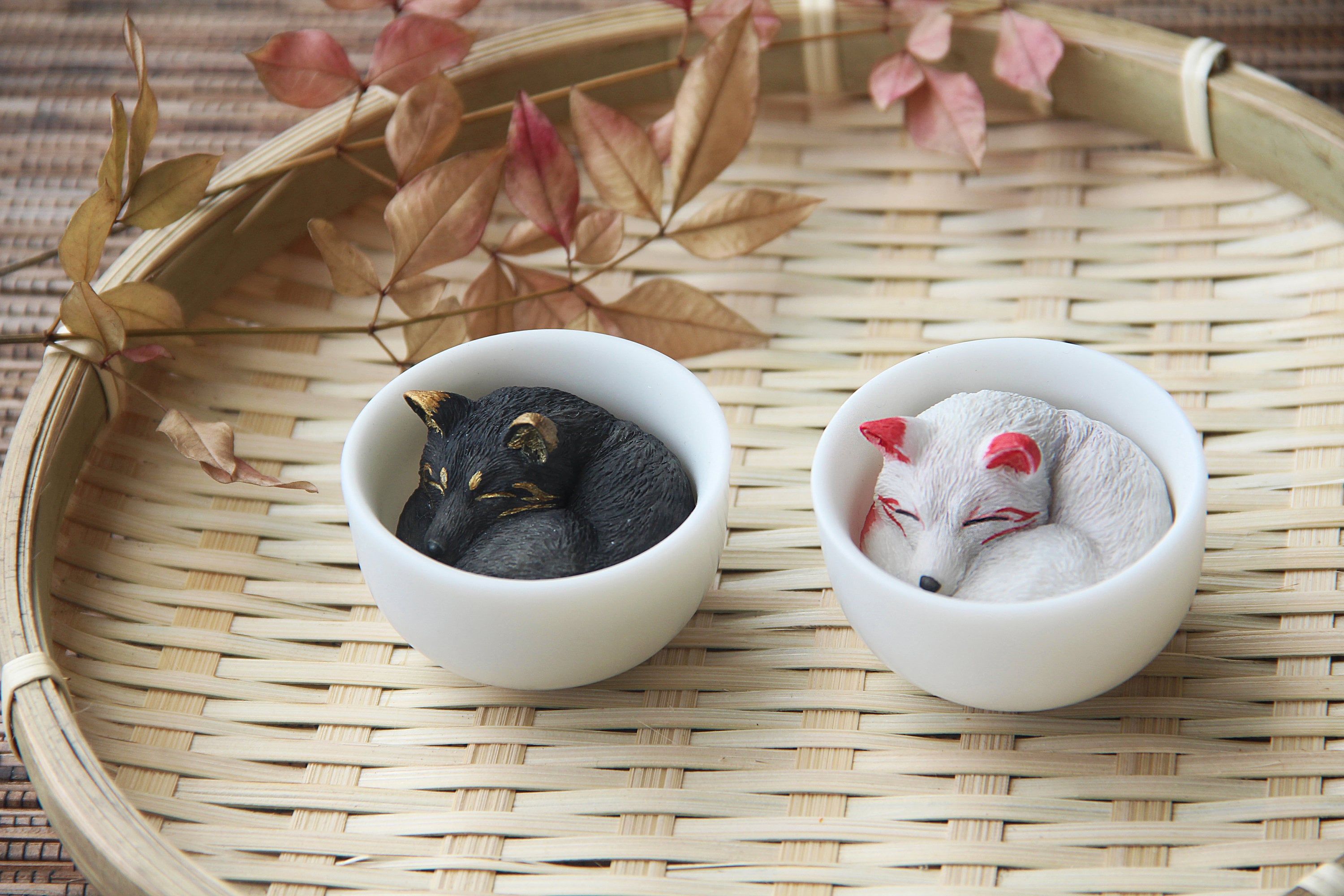 Tea Fox / Teacup Fox oinari White Fox Handmade Resin Art - Etsy