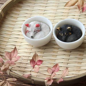 Tea Fox / Teacup Fox (oinari White Fox) - Handmade Resin Art, Animal ...