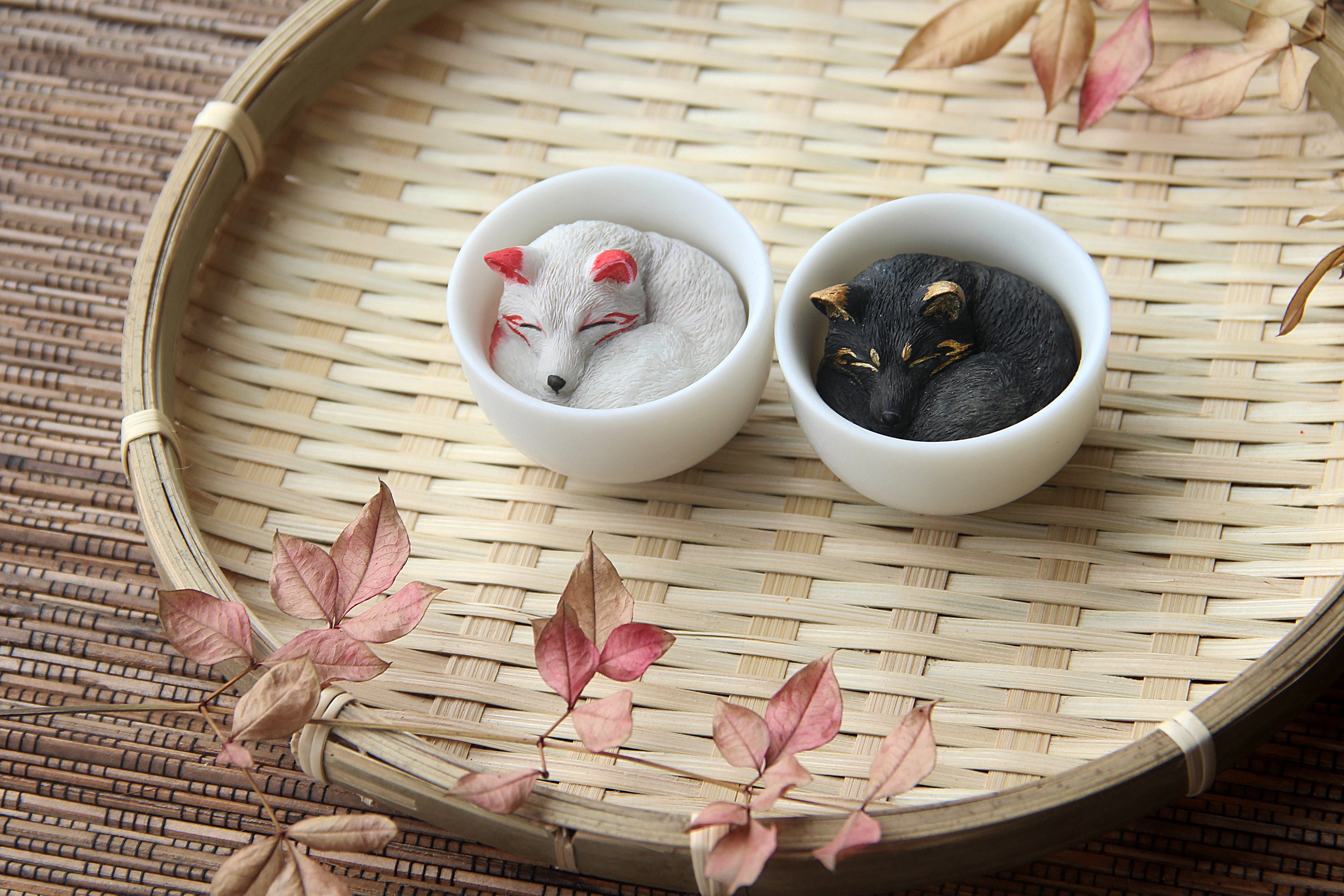 Tea Fox / Teacup Fox oinari White Fox Handmade Resin Art - Etsy