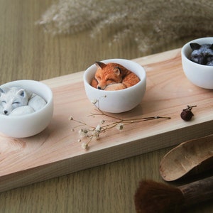 Miniature White Fox Figurine Sleep in Teacup. Handmade Resin Teacup Fox ...