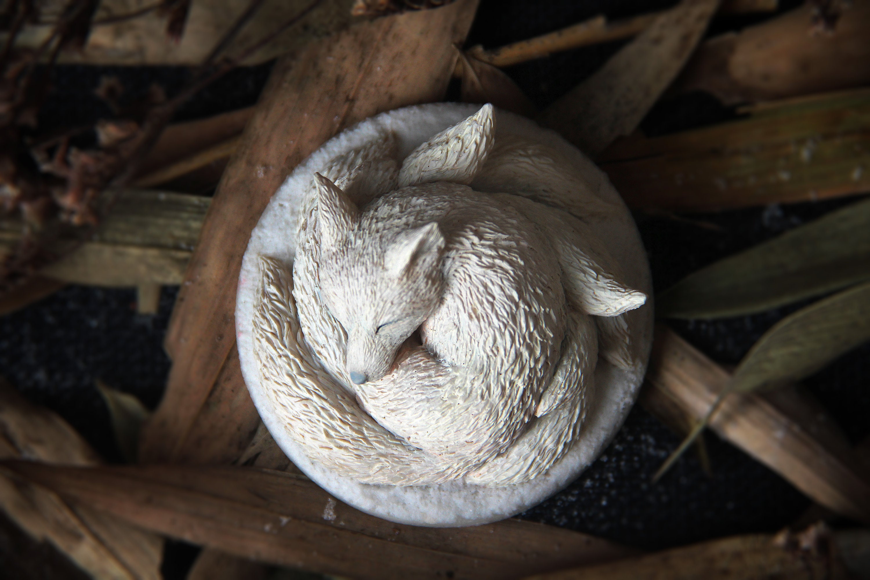 Miniature White Nine Tailed Fox Figurine Sleep in Woods. | Etsy