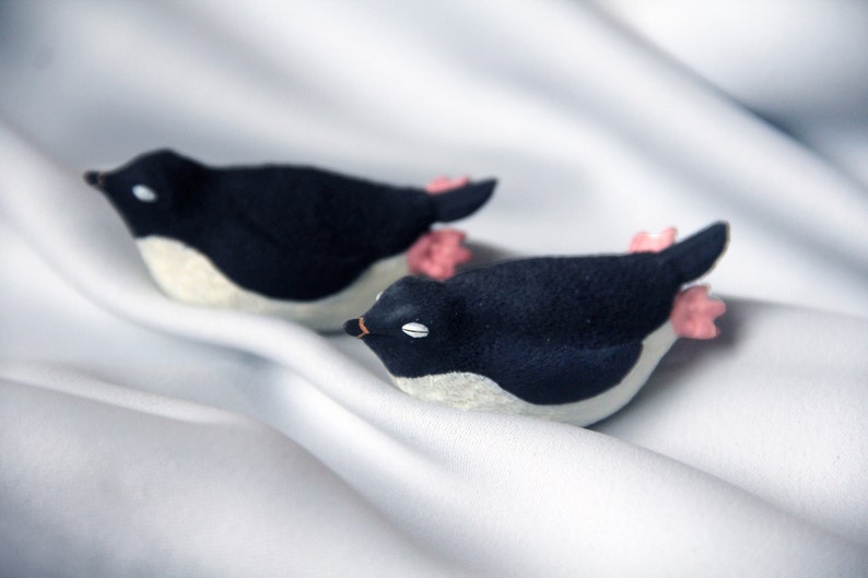 Miniature Adelie Penguin Collatable Sculpture Toy. Handmade Resin White ...