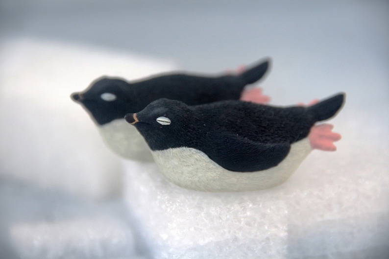 Miniature Adelie Penguin Collatable Sculpture Toy. Handmade Resin White ...
