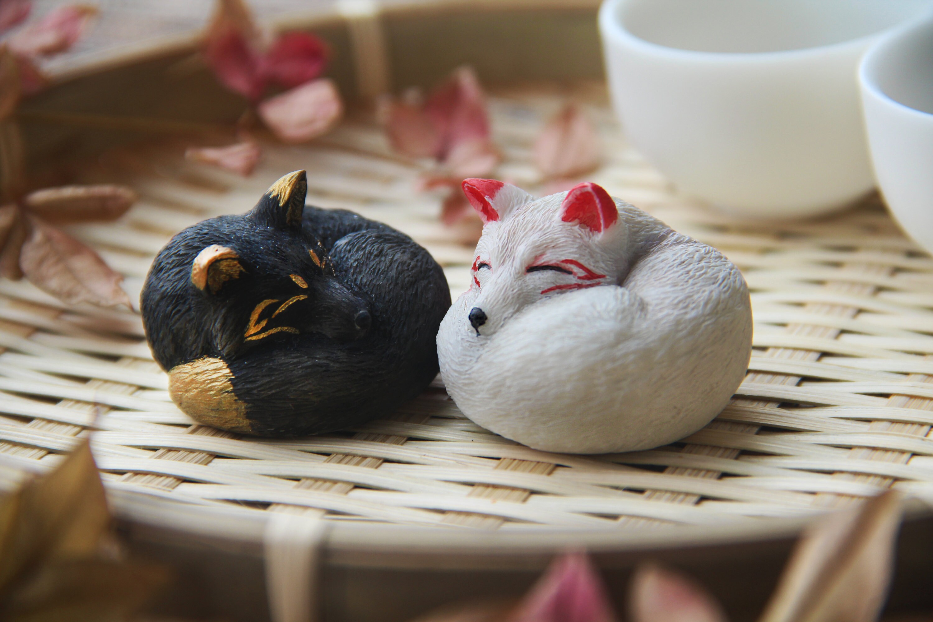 Tea Fox / Teacup Fox oinari Black Fox Handmade Resin Art - Etsy