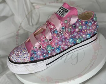 All-star Low Top Pink Girl Converse, Bling Converse, First Birthday - Etsy
