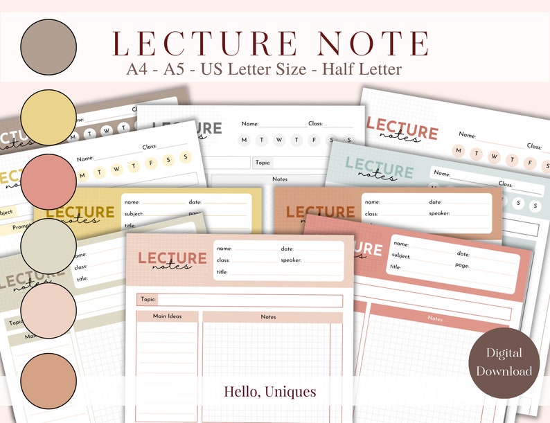 Lecture Note Aesthetic Note Paper Take Note Paper Lecture - Etsy