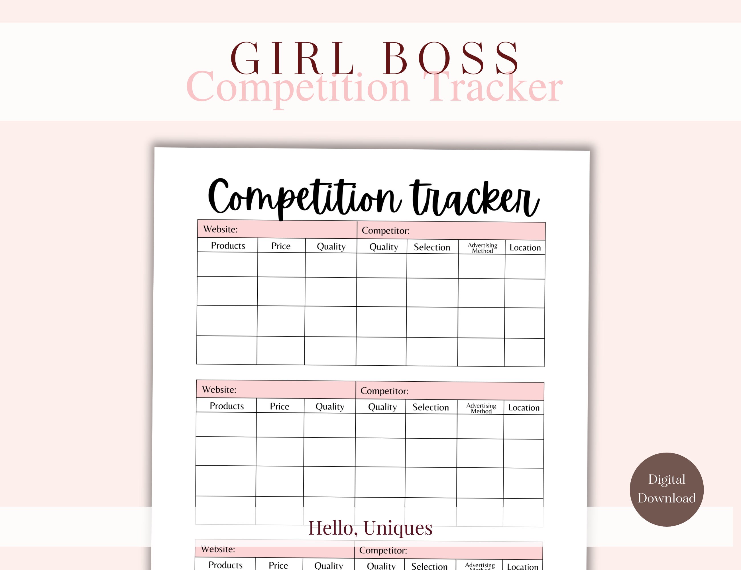 Competition Tracker | Competitor Tracker | Competitor Log | Sale ...